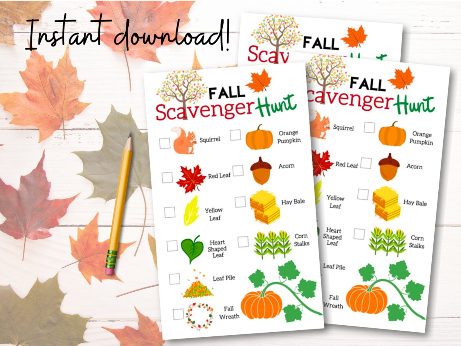 Fall Scavenger Hunt Instant Download PDF File Kid | Etsy