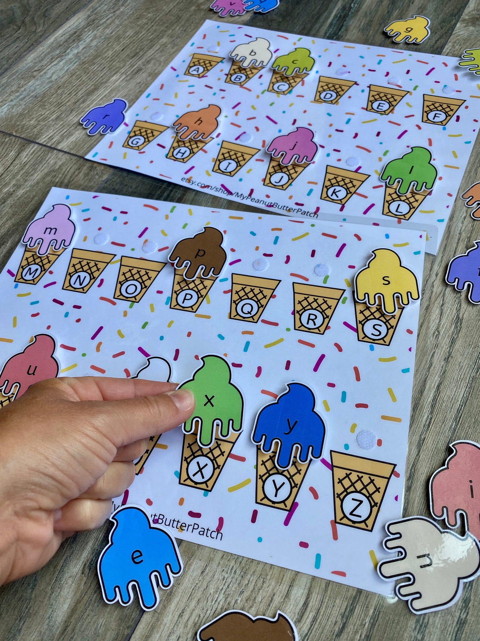 Upper and Lowercase Matching Ice Cream Cone Theme Velcro - Etsy