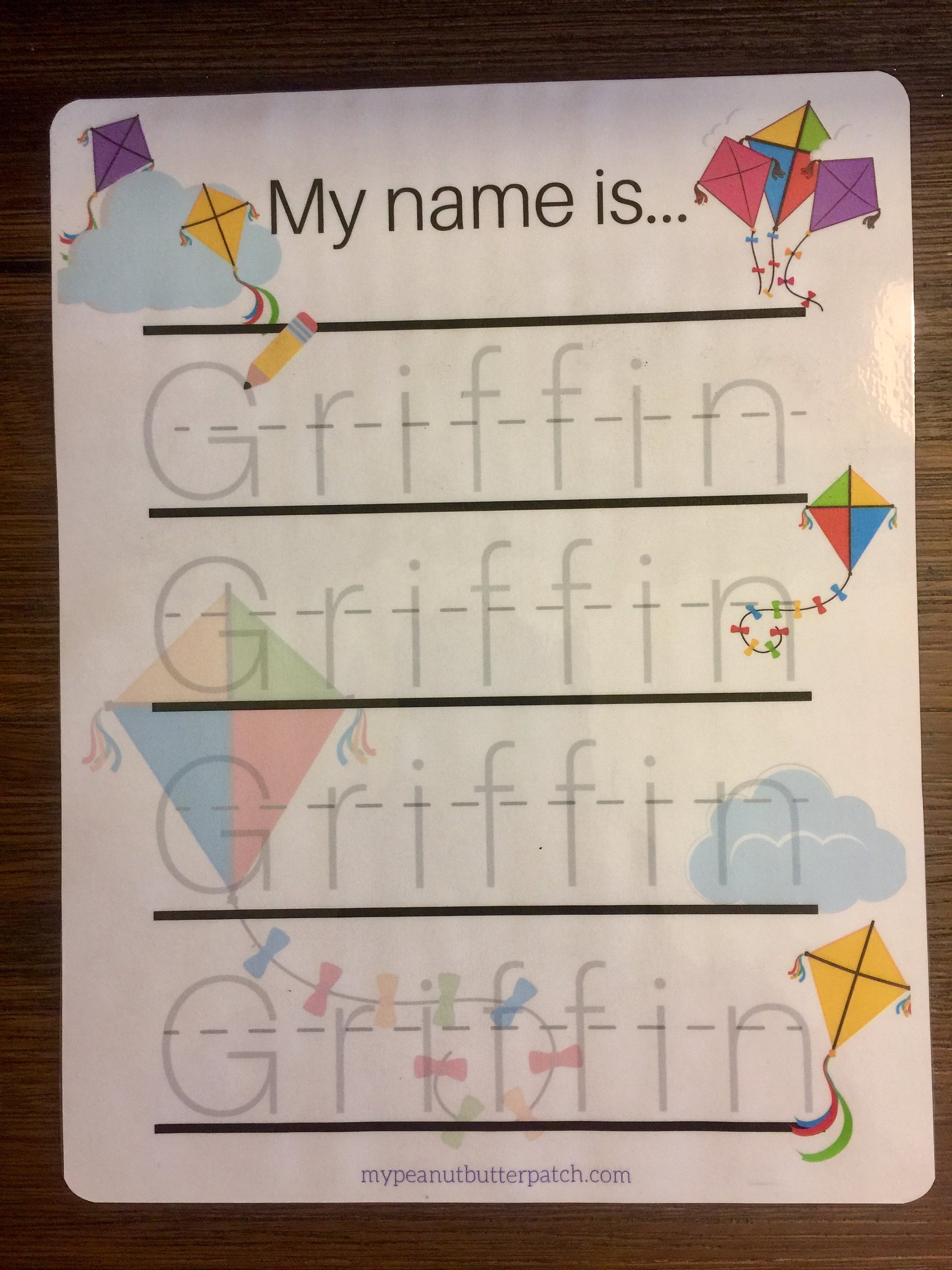 Dry Erase Learn to Write My Name Practice Sheets Kite Theme - Etsy