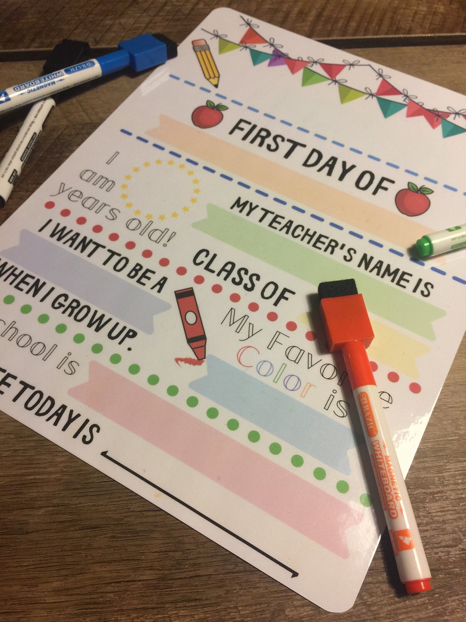 First Day of School Dry Erase Sign - Ready for You to Personalize! - Etsy