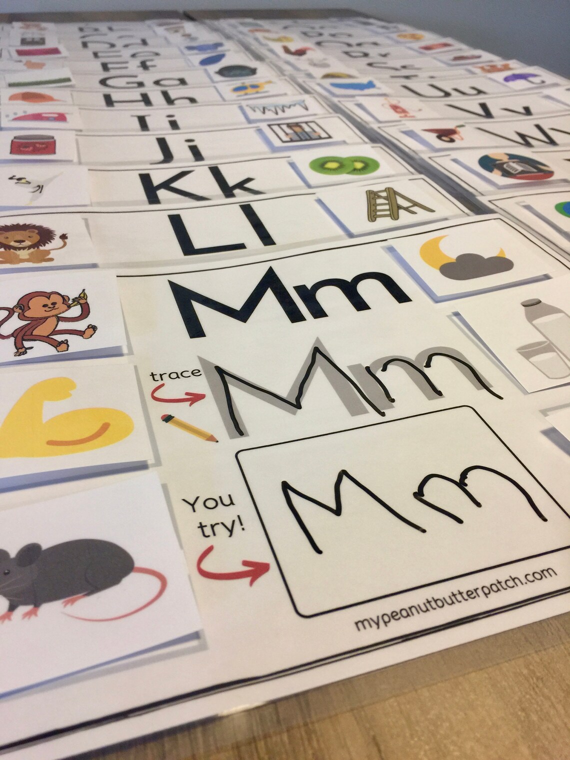 A-Z Alphabet Cards Tracing Practice Letter Sounds | Etsy