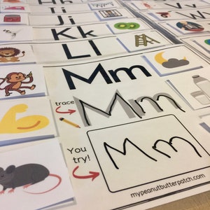 A-Z Alphabet Cards | Tracing Practice | Letter Sounds - Etsy