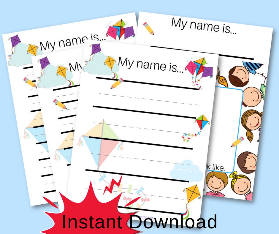 Learn to Write My Name Kids Practice Writing Sheets - Etsy
