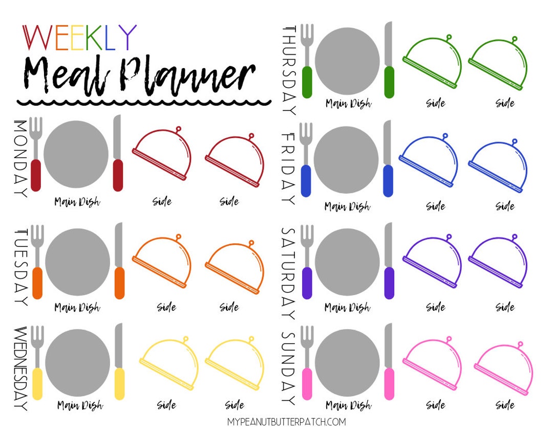 Weekly Meal Planner - Rainbow Theme | Instant Download - Etsy