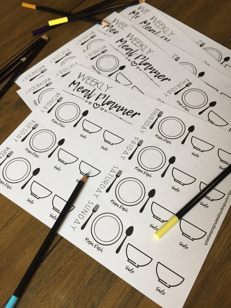 Weekly Meal Planner Black & White Theme Digital Download - Etsy
