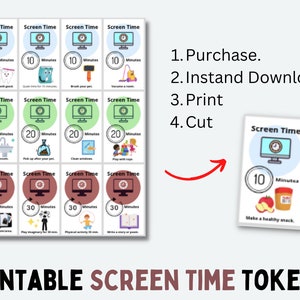 Kids Screen Time Tokens | Instant Download - Etsy