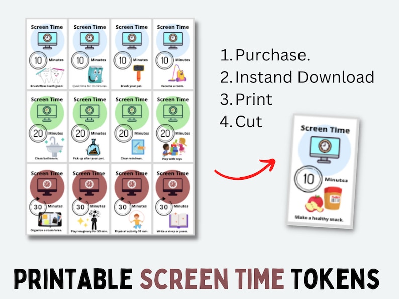 Kids Screen Time Tokens Instant Download - Etsy