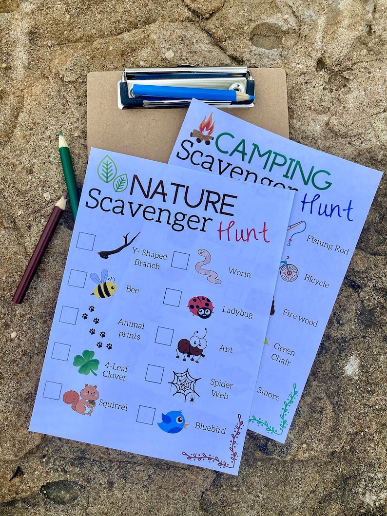 Kids Camping Nature Scavenger Hunts Instant Download | Etsy