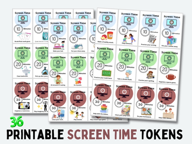 Kids Screen Time Tokens Instant Download - Etsy