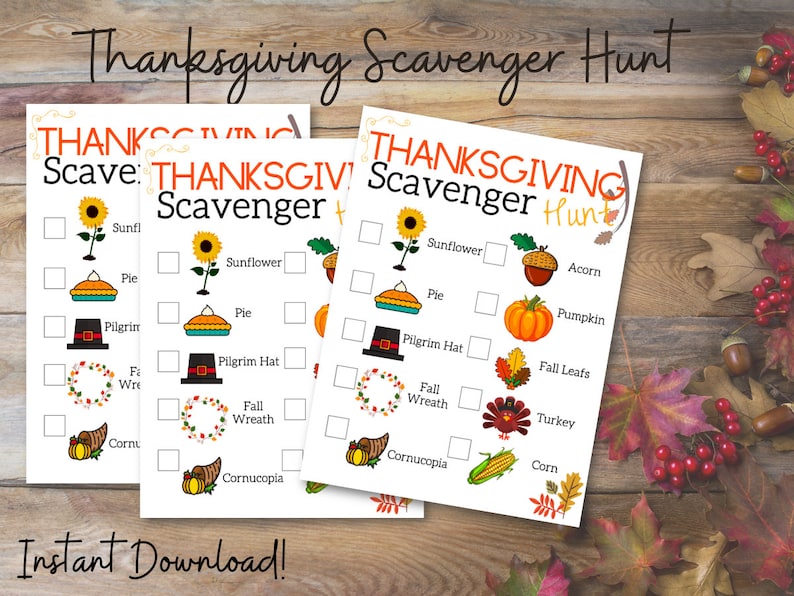 Thanksgiving Scavenger Hunt Kids Fall Activity | Etsy