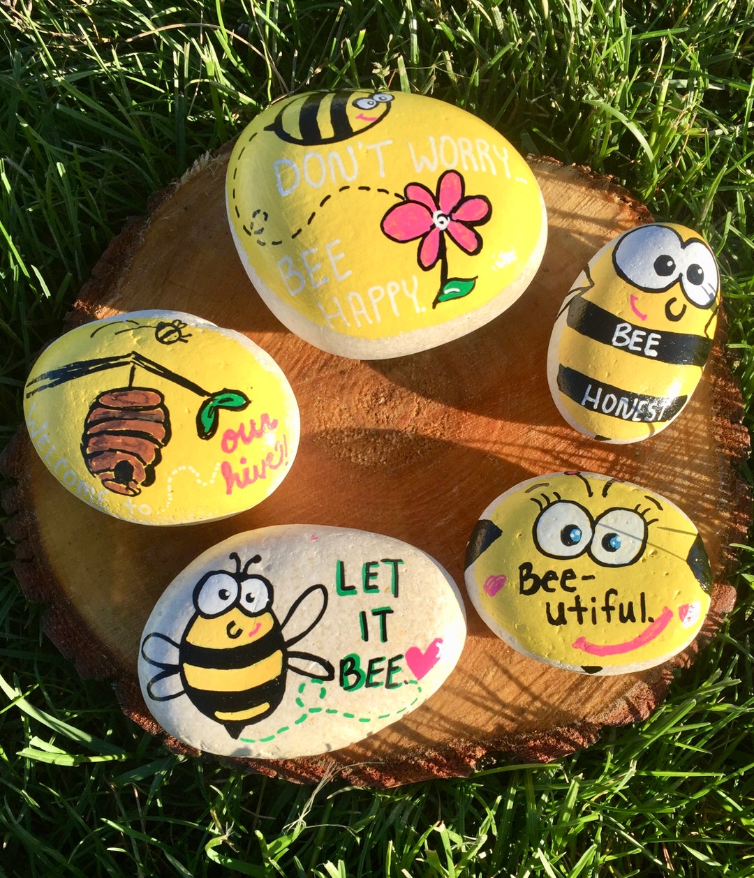 Bee Story Stones | Garden Decor | Bee Theme Rocks - Etsy