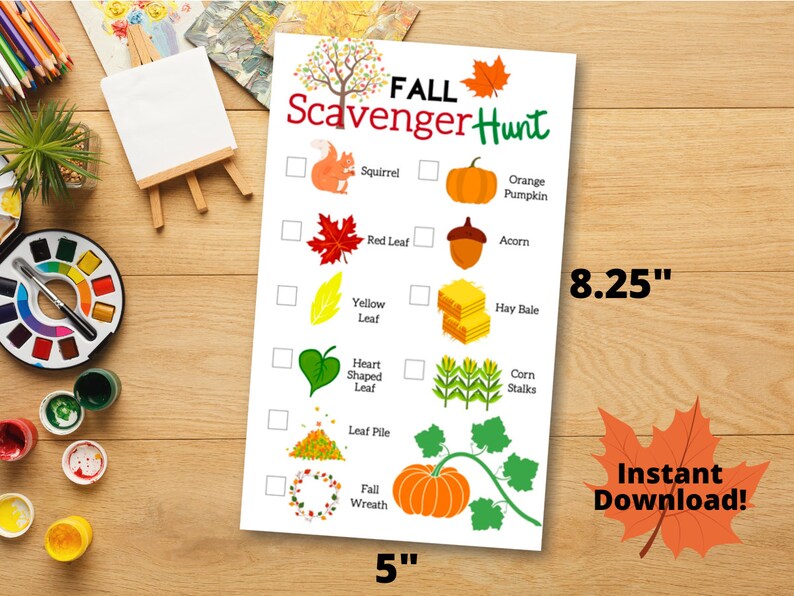 Fall Scavenger Hunt Instant Download PDF File Kid | Etsy