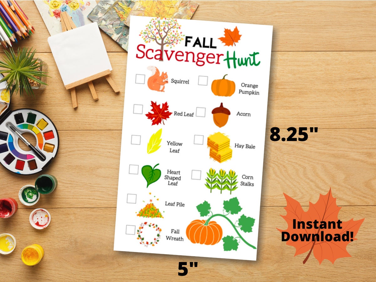 Fall Scavenger Hunt | Instant Download | PDF File | Kid Friendly - Etsy