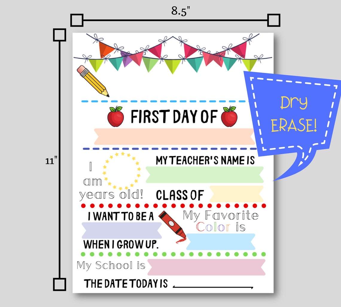 First Day of School Dry Erase Sign Ready for You to - Etsy