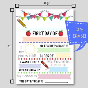 First Day of School Dry Erase Sign - Ready for You to Personalize! - Etsy
