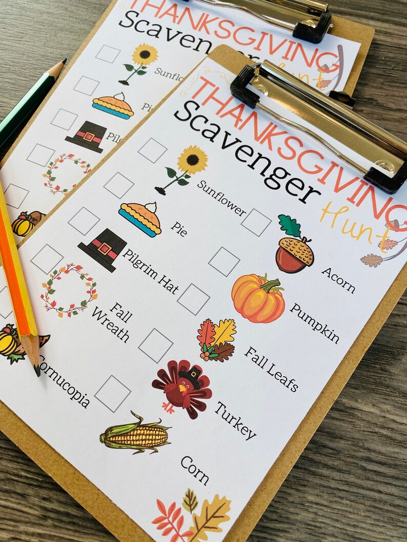 Thanksgiving Scavenger Hunt Kids Fall Activity | Etsy