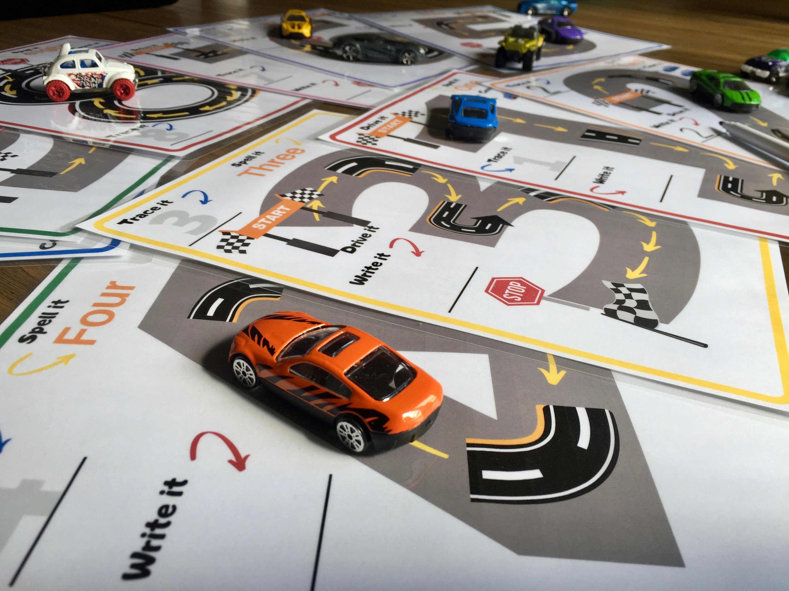 Number Car Mats Drive It Trace It Write It Count It | Etsy