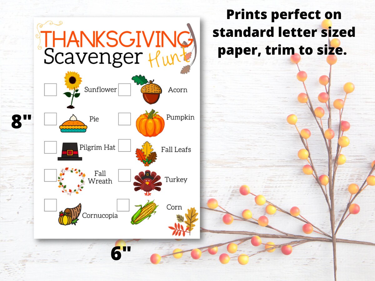 Thanksgiving Scavenger Hunt Kids Fall Activity - Etsy