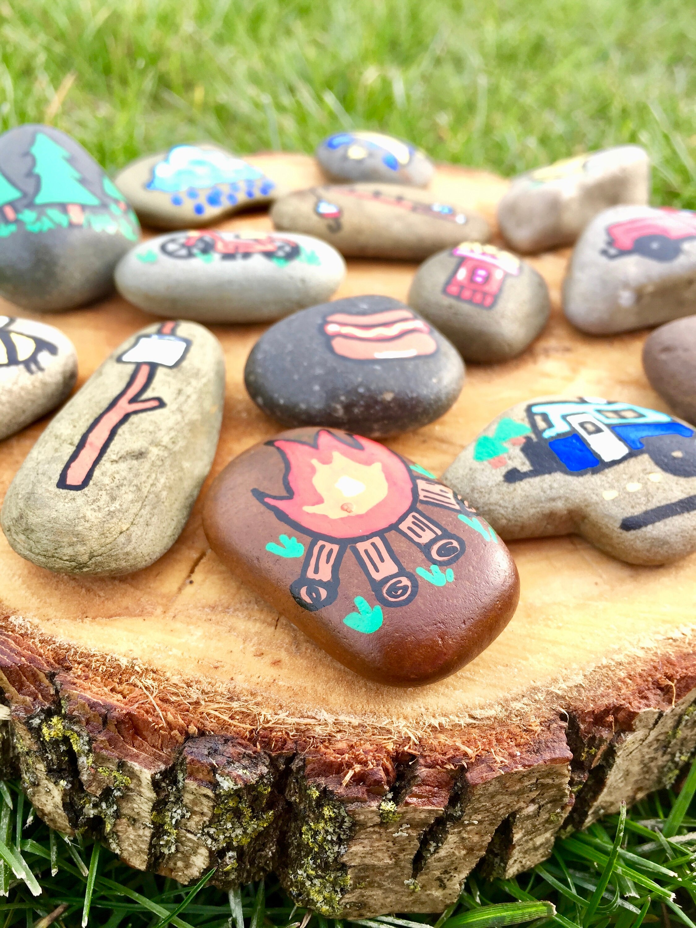 Painted Camping Story Stones Kids Conversation Starter - Etsy UK