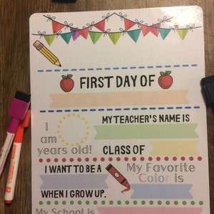 First Day of School Dry Erase Sign - Ready for You to Personalize! - Etsy