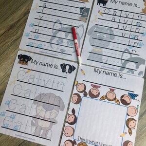 Dry Erase Learn to Write My Name Practice Worksheets, Puppy Theme - Etsy