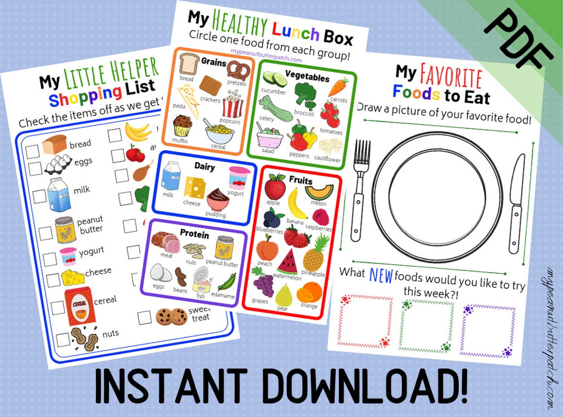 My Healthy Lunch Box Checklist Little Helper Grocery - Etsy