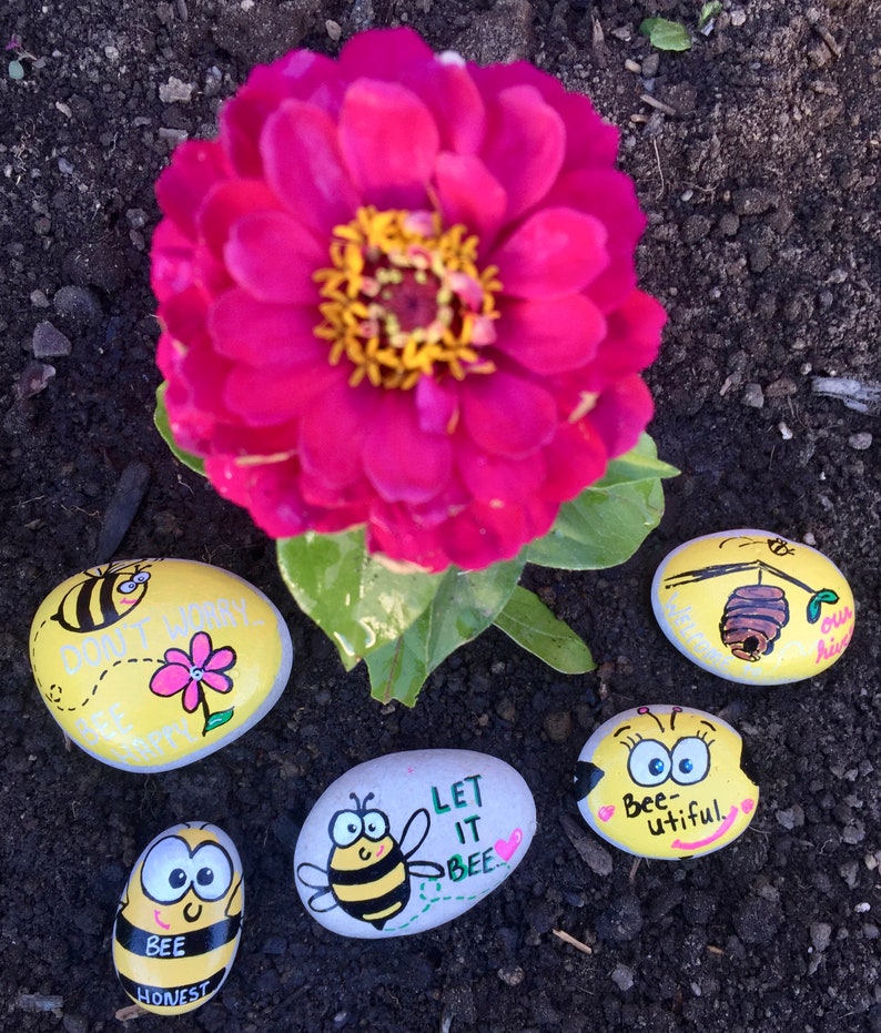 Bee Story Stones Garden Decor Bee Theme Rocks - Etsy