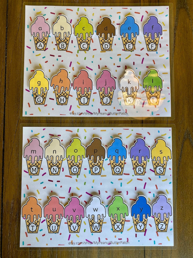 Upper and Lowercase Matching Ice Cream Cone Theme Velcro - Etsy