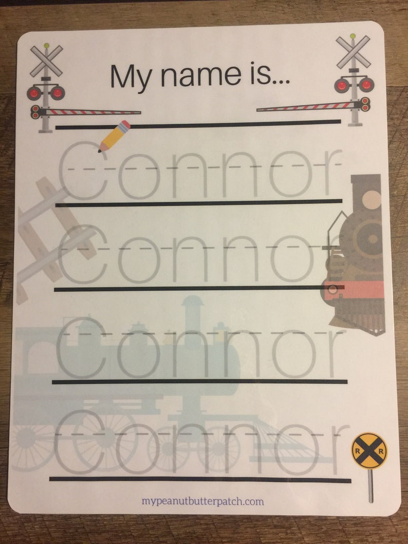 Dry Erase Learn to Write My Name Practice Sheets Train Theme | Etsy