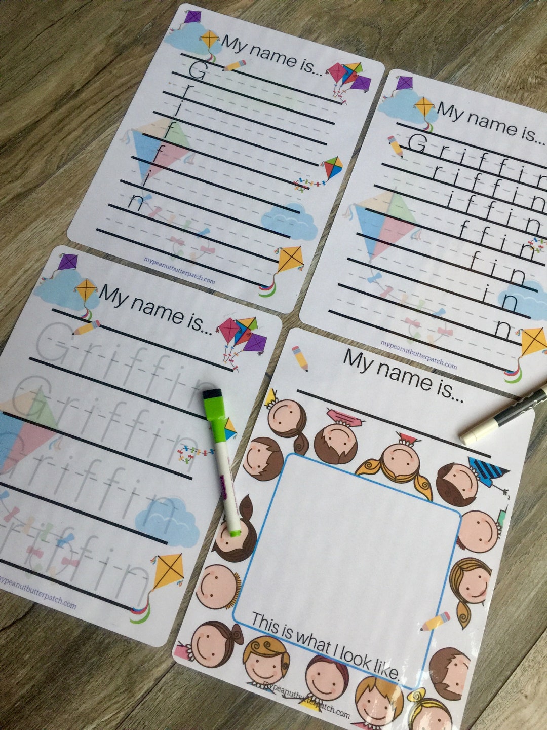 Dry Erase Learn to Write My Name Practice Sheets, Kite Theme, Preschool ...
