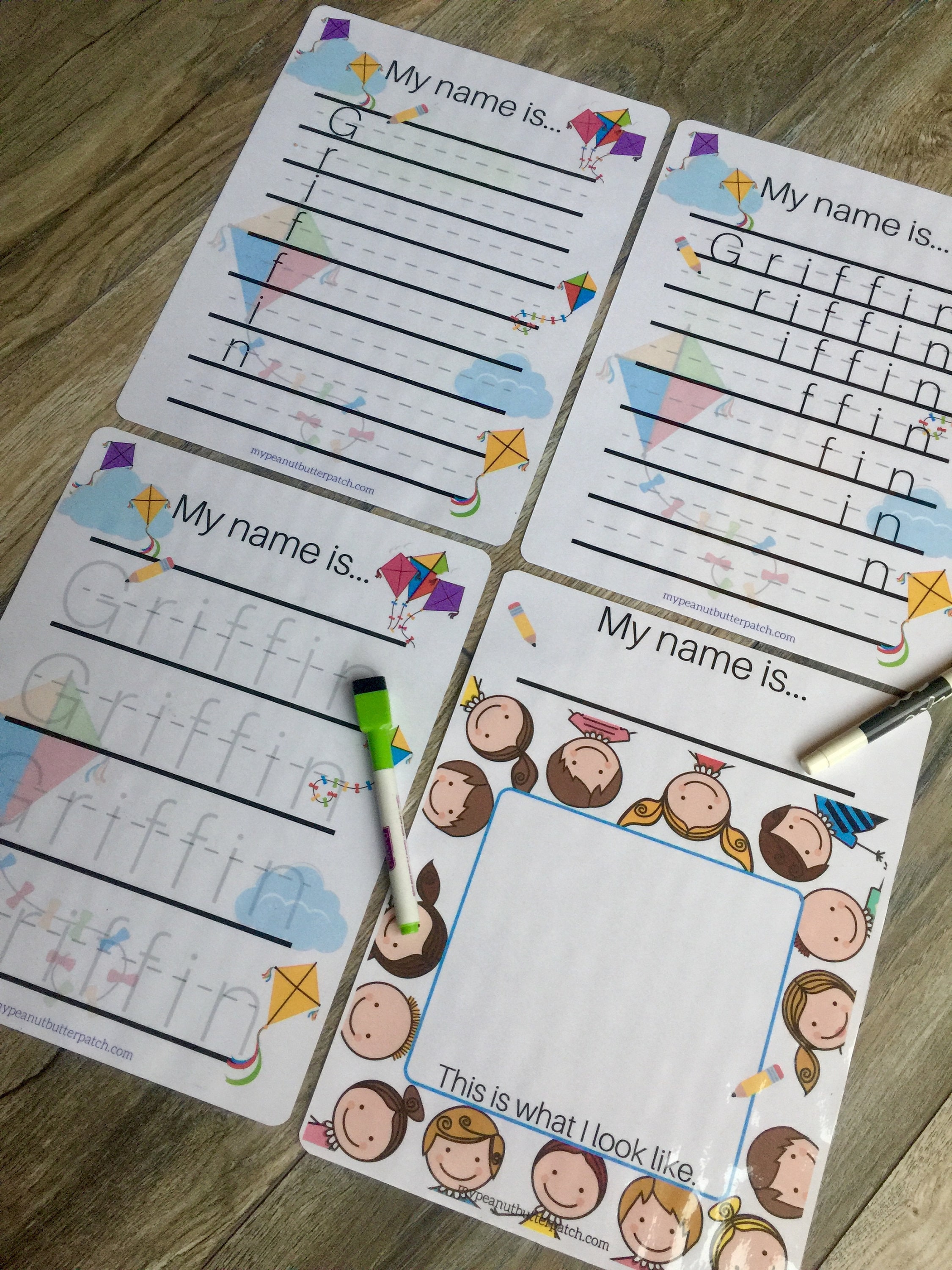 Dry Erase Learn to Write My Name Practice Sheets Kite Theme - Etsy
