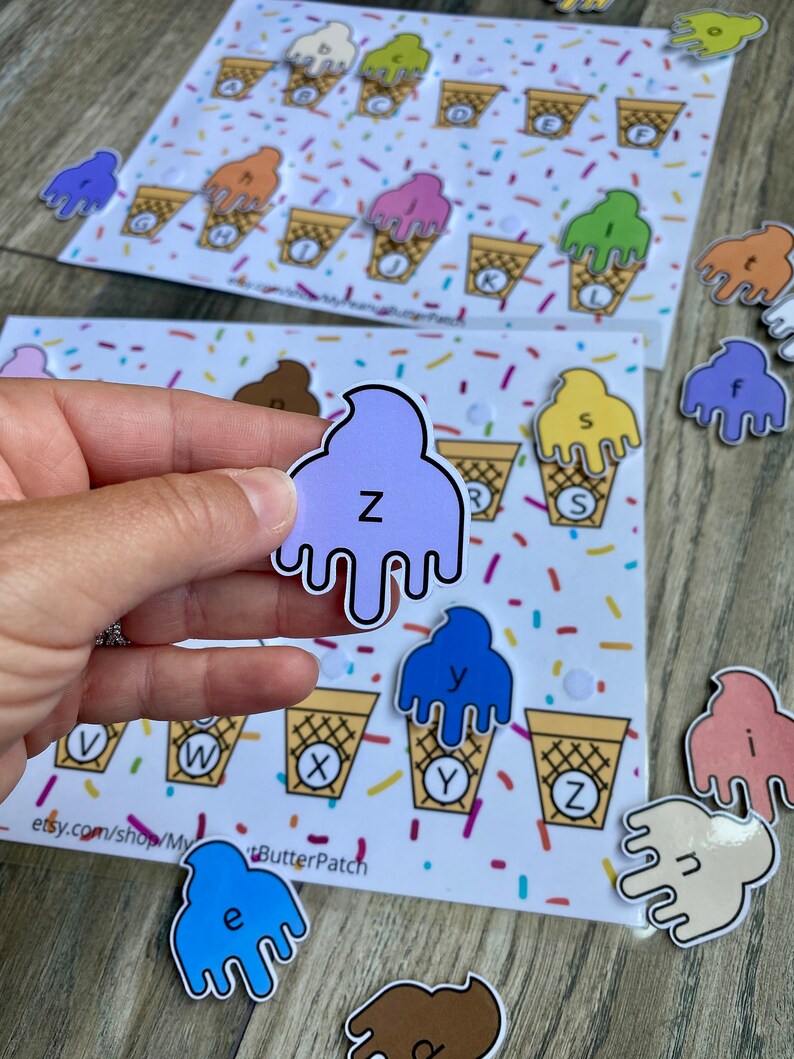 Upper and Lowercase Matching Ice Cream Cone Theme Velcro - Etsy