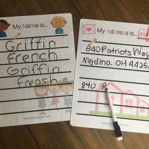 Dry Erase Learn My Important Info Practice Sheets | My Phone Number ...