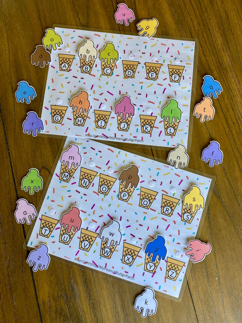 Upper and Lowercase Matching Ice Cream Cone Theme Velcro - Etsy