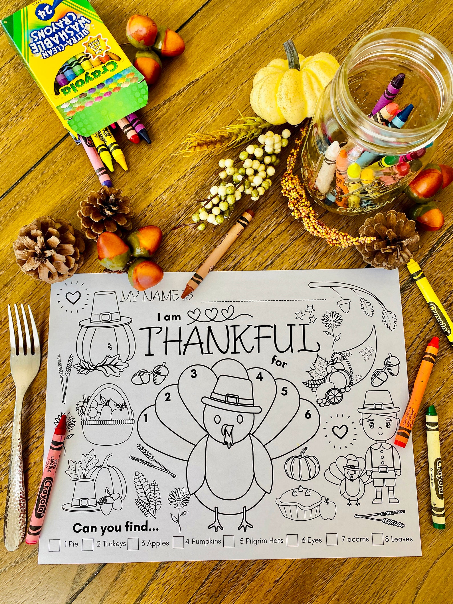 Kids Thanksgiving Placemat I Am Thankful for Kids Table - Etsy