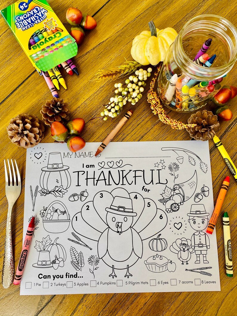 Kids Thanksgiving Placemat | I Am Thankful for | Kids Table | Instant ...
