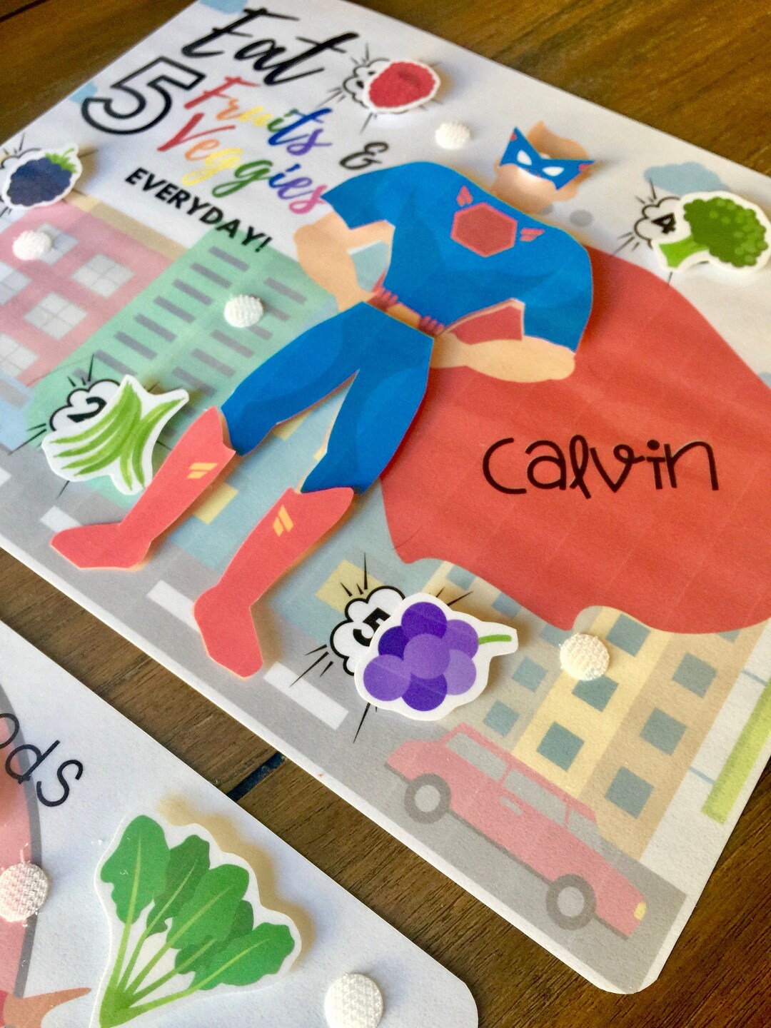 My Super Foods Eat 5-a-day Fruits & Veggie Chart | Superhero Theme ...