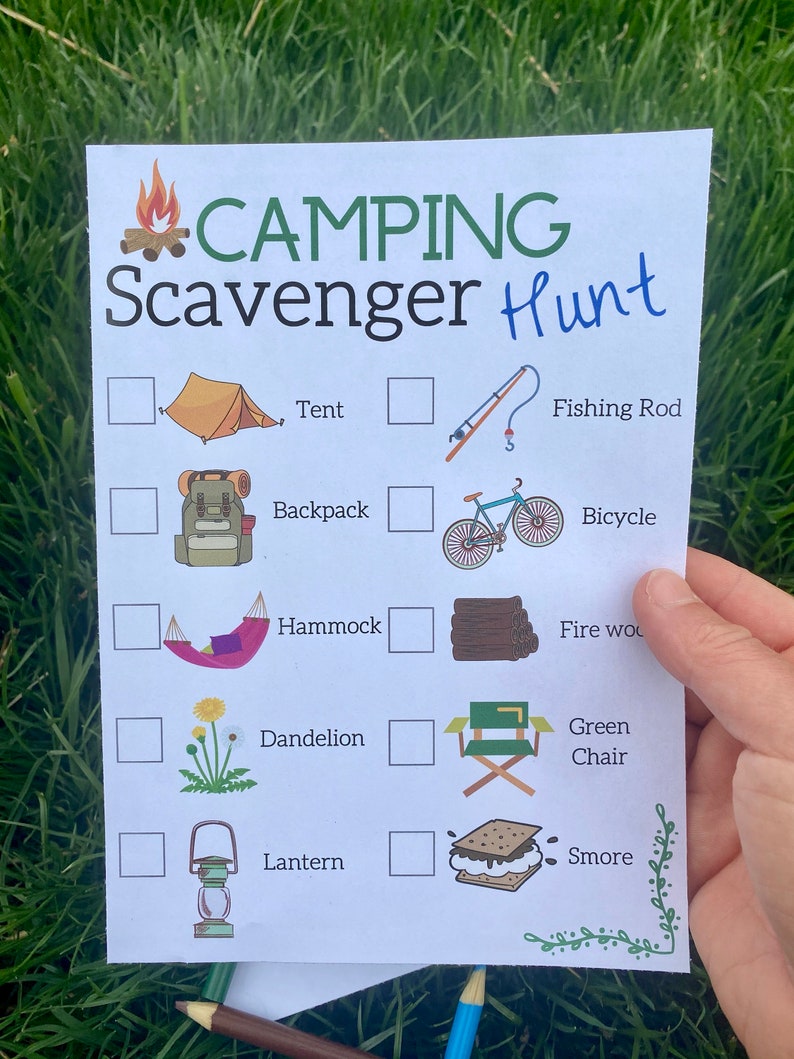 Kids Camping Nature Scavenger Hunts Instant Download | Etsy