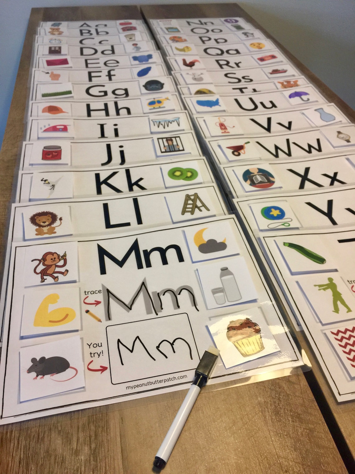 A-Z Alphabet Cards Tracing Practice Letter Sounds | Etsy
