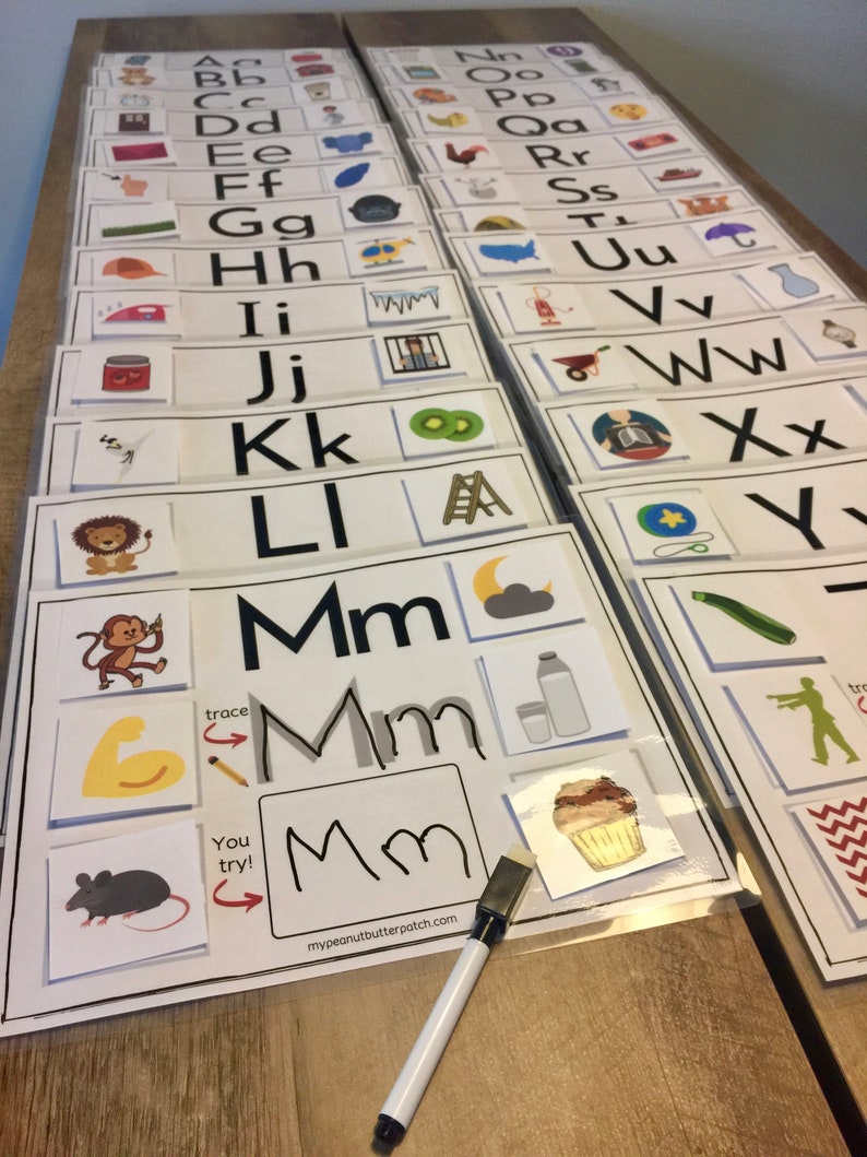 A-Z Alphabet Cards Tracing Practice Letter Sounds | Etsy