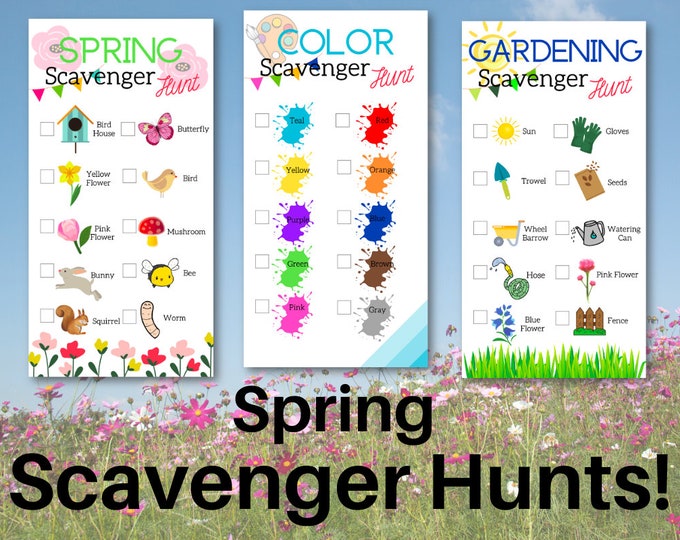 Kids Spring Scavenger Hunts Gardening Color PDF Instant - Etsy