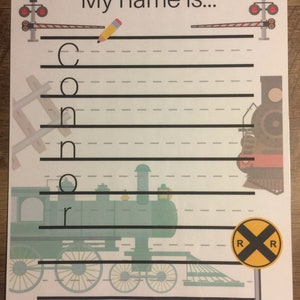 Dry Erase Learn to Write My Name Practice Sheets, Train Theme - Etsy
