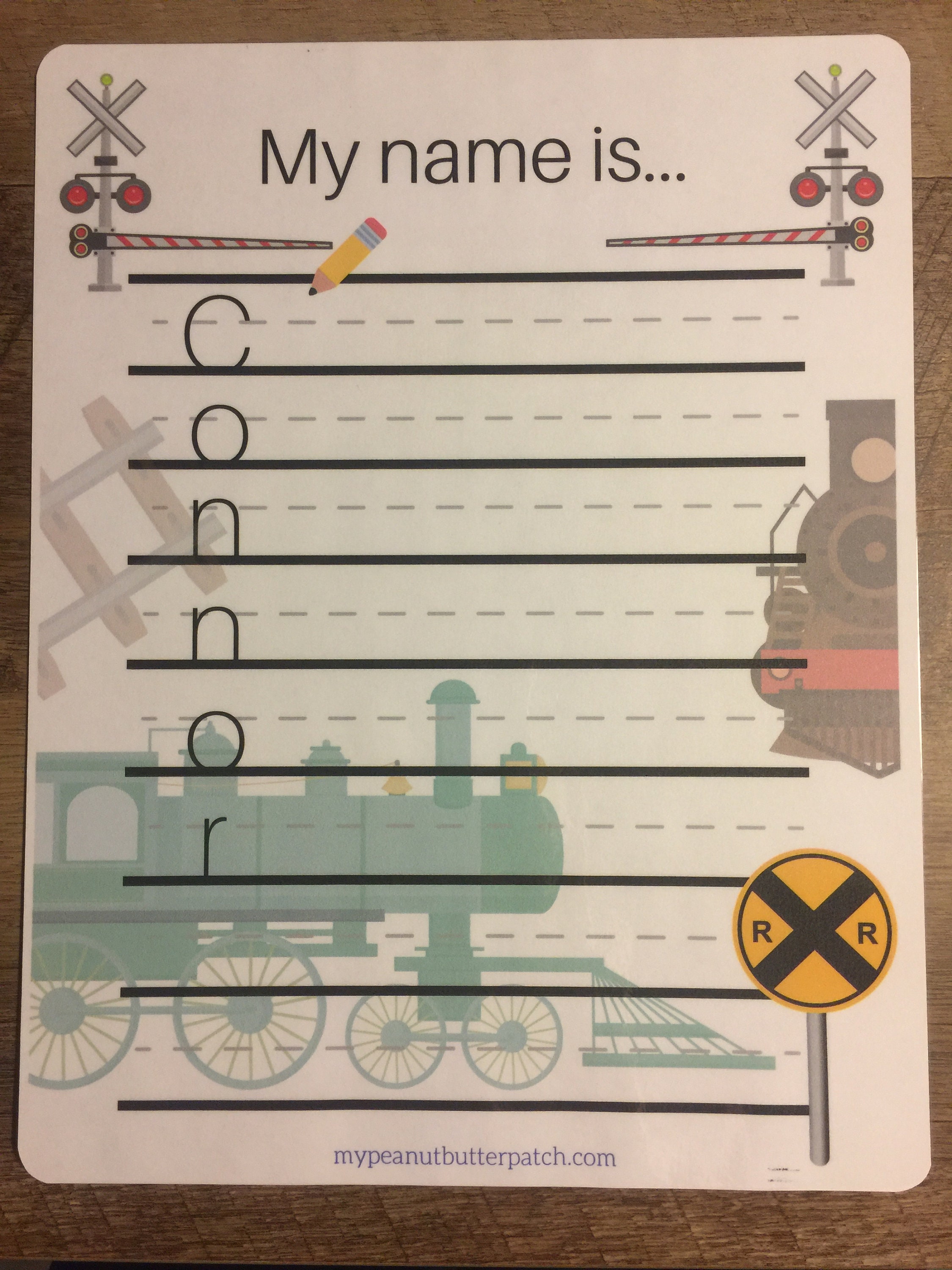 Dry Erase Learn to Write My Name Practice Sheets, Train Theme - Etsy
