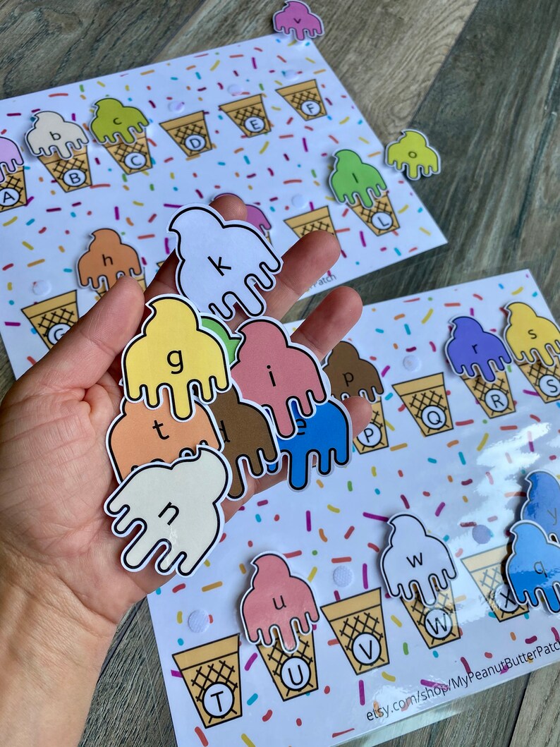 Upper and Lowercase Matching Ice Cream Cone Theme Velcro - Etsy