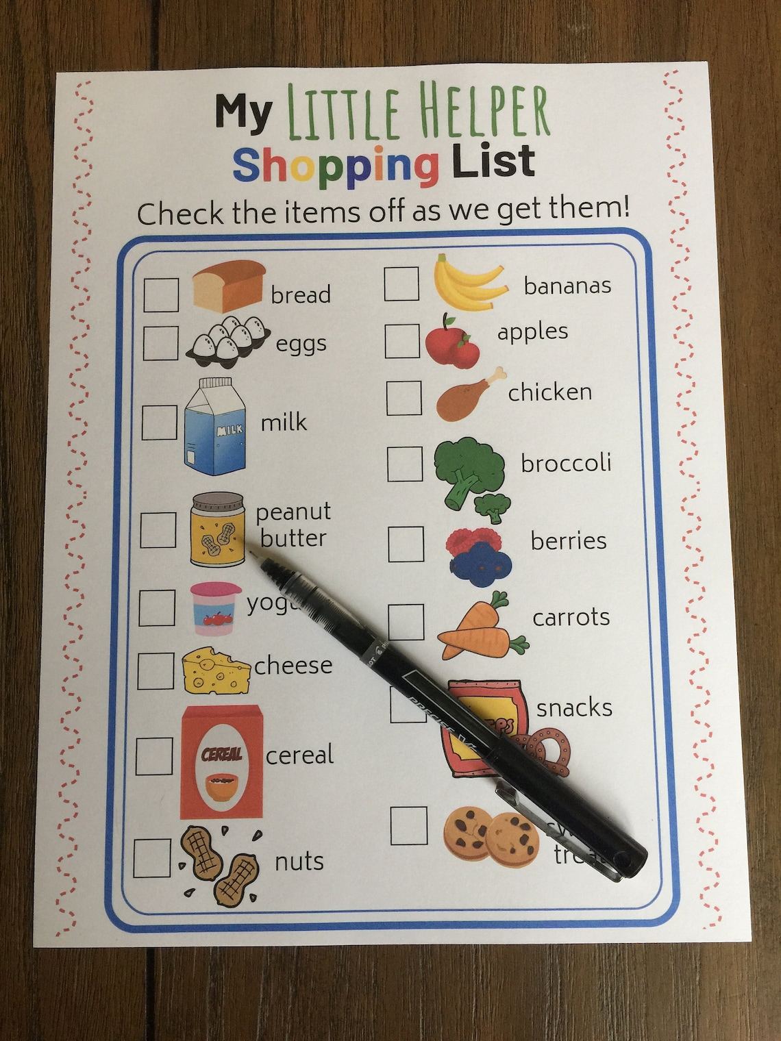 My Healthy Lunch Box Checklist | Little Helper Grocery Shopping List - Etsy
