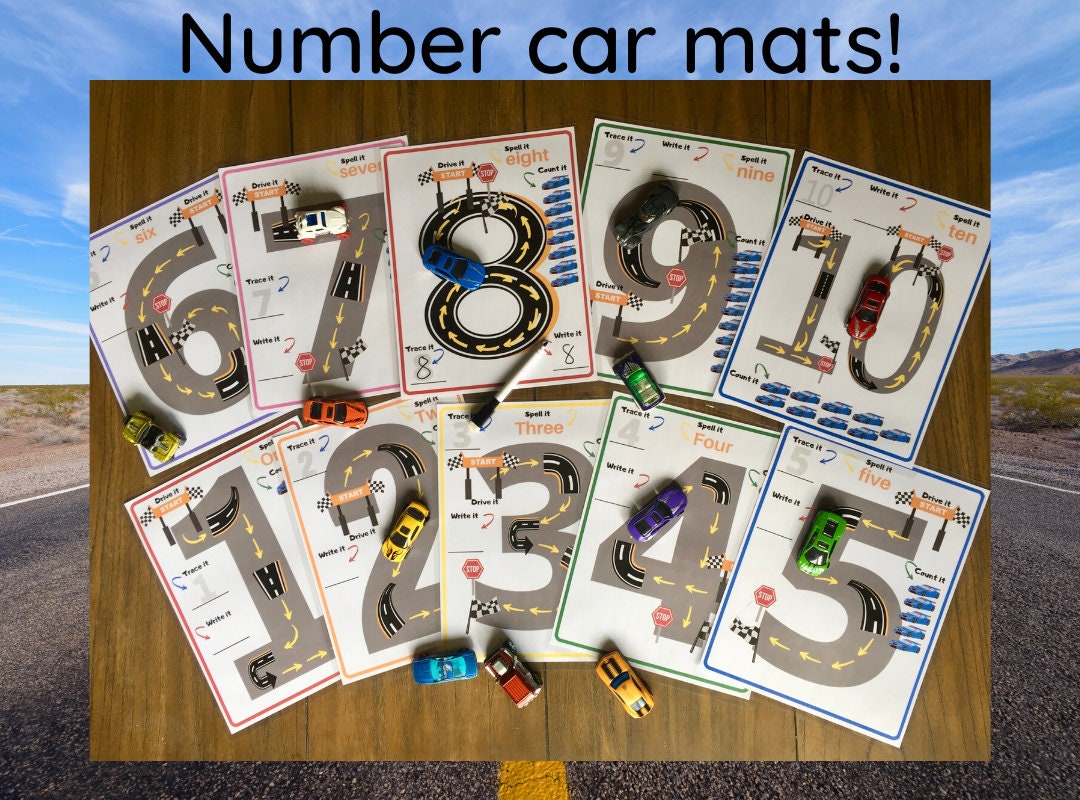Number Car Mats Drive It Trace It Write It Count It | Etsy