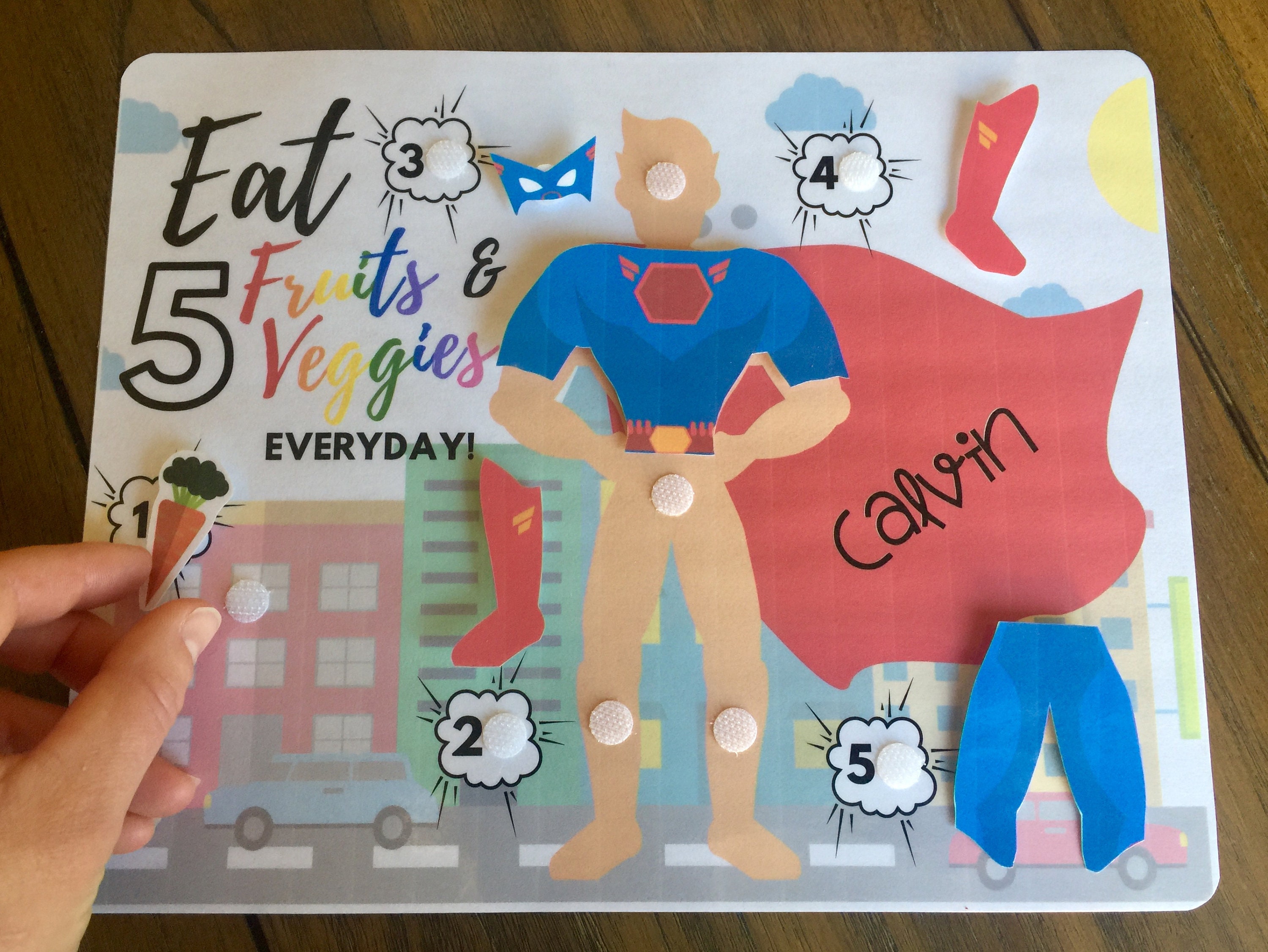 My Super Foods Eat 5-a-day Fruits & Veggie Chart Superhero - Etsy