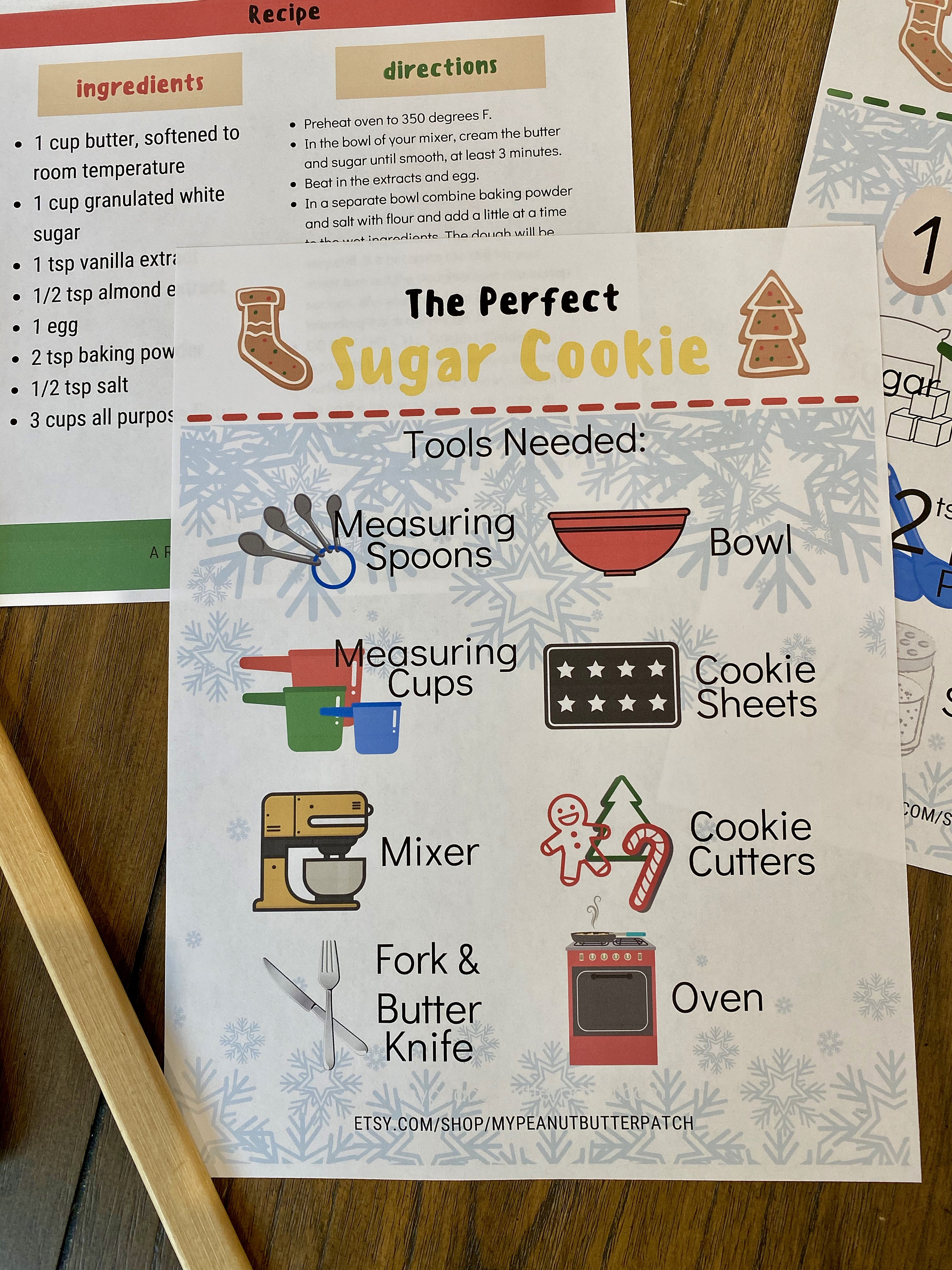 Kids Sugar Cookie Recipe Cards | INSTANT DOWNLOAD - Etsy