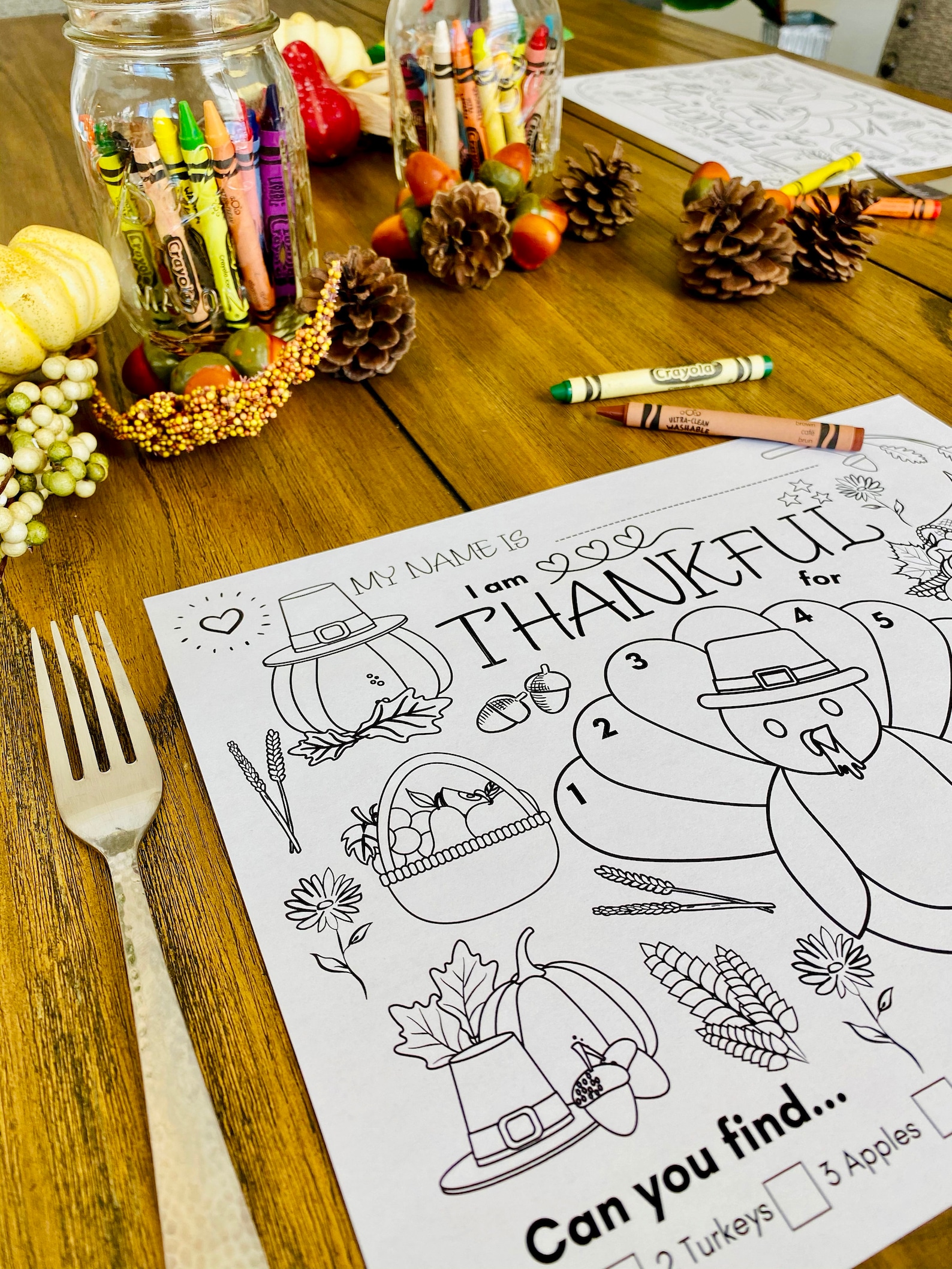 Kids Thanksgiving Placemat I Am Thankful for Kids Table | Etsy
