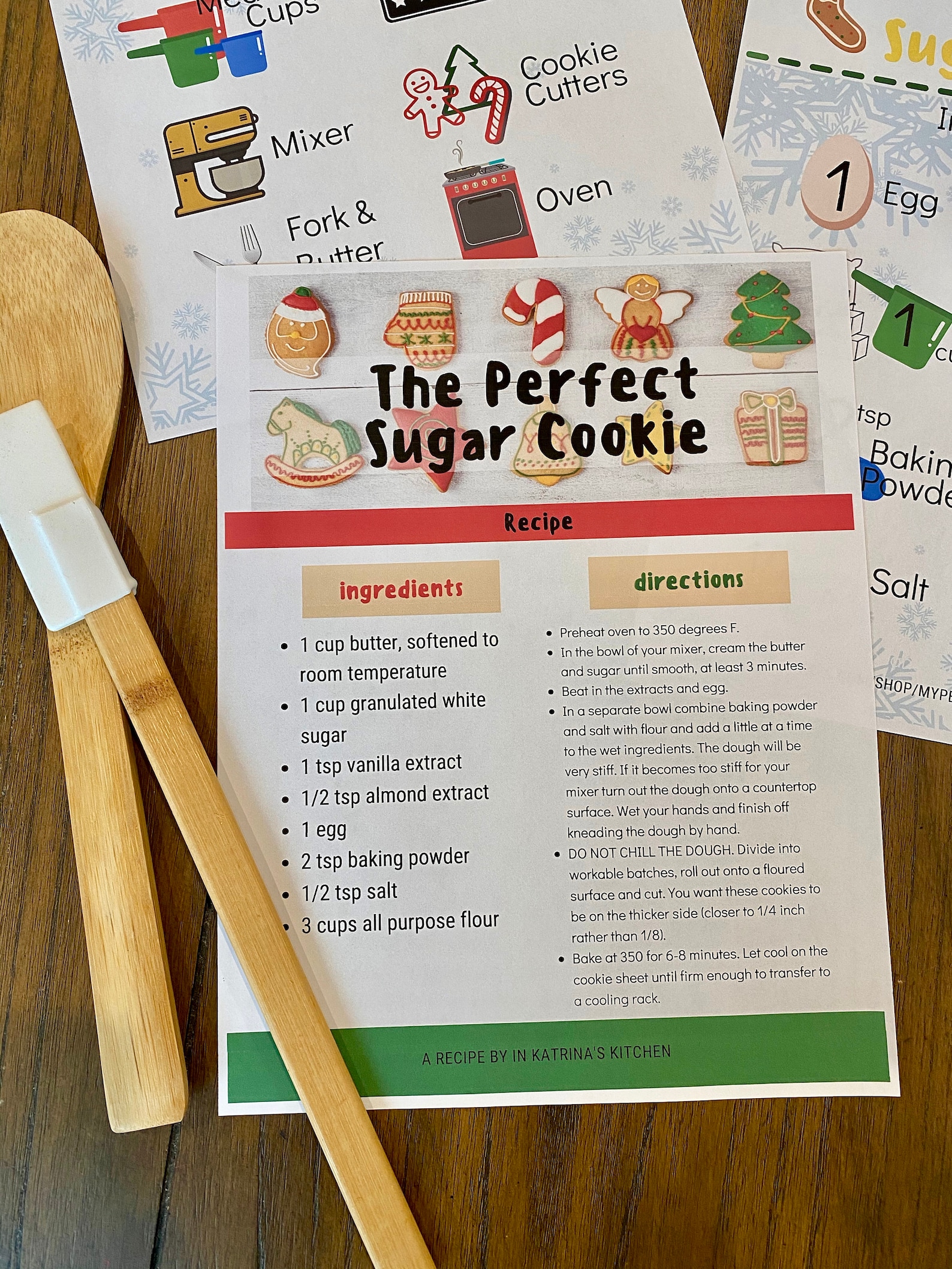 Kids Sugar Cookie Recipe Cards INSTANT DOWNLOAD - Etsy